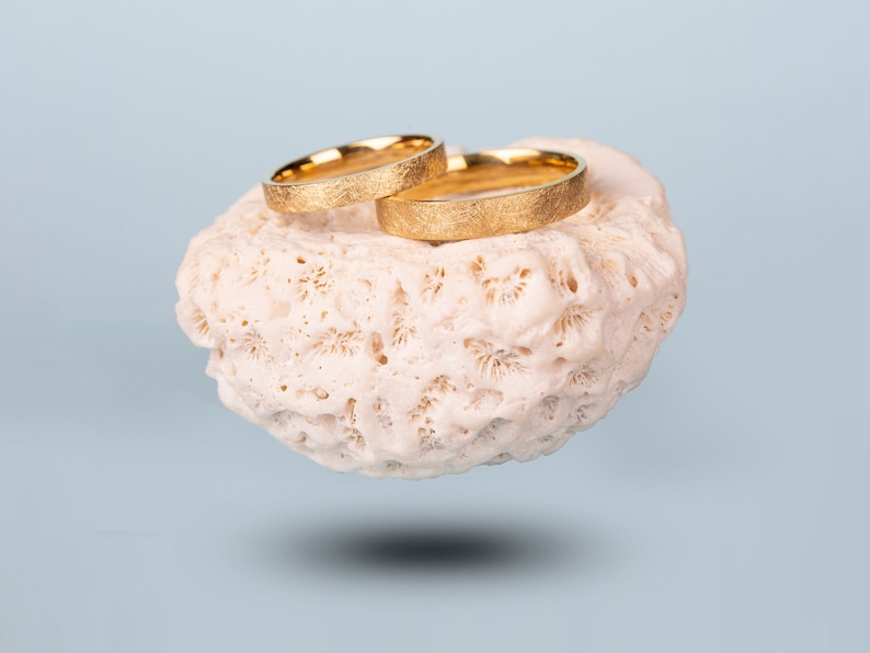 14k Flat Yellow Gold Band Ice Matte Finish / Comfort Fit / - Etsy