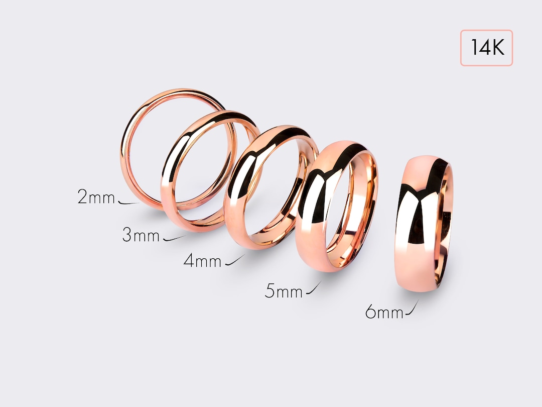 14k Rose Gold Band - CLASSIC DOME / Polished / Comfort Fit / Men's ...