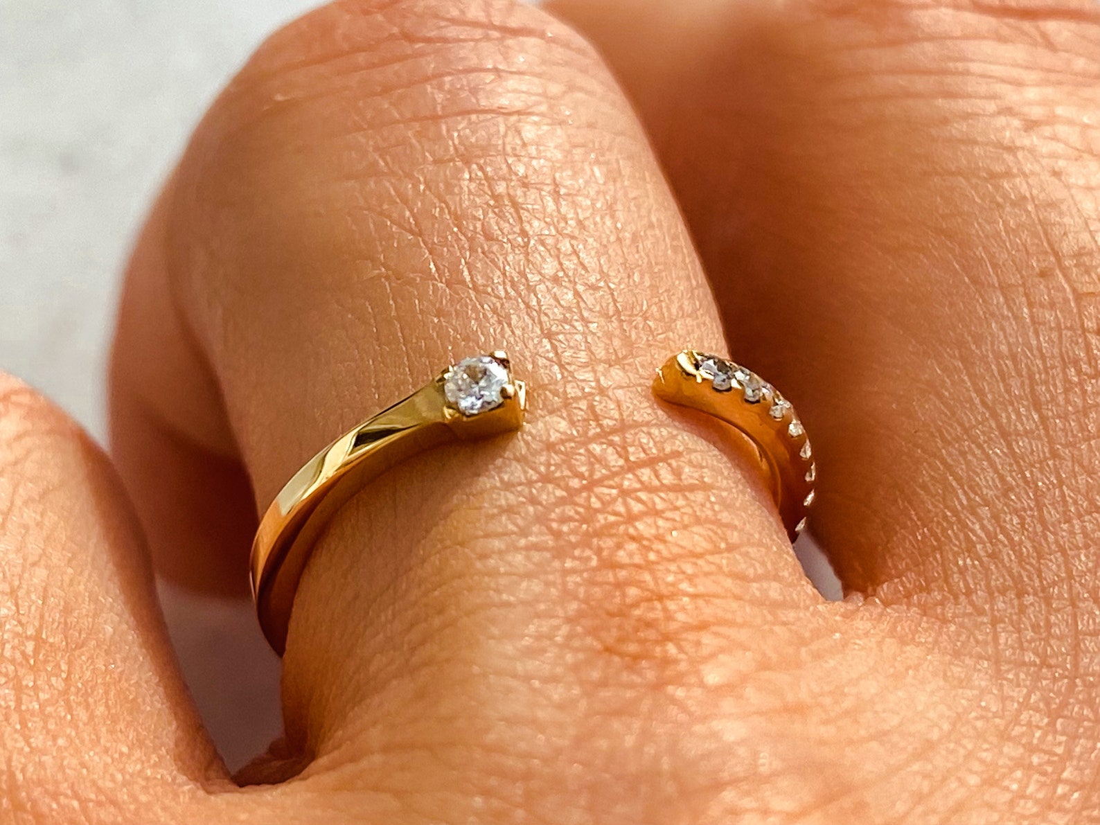 Diamond Pave Open Stackable Fashion Ring / 14k Gold Diamond - Etsy