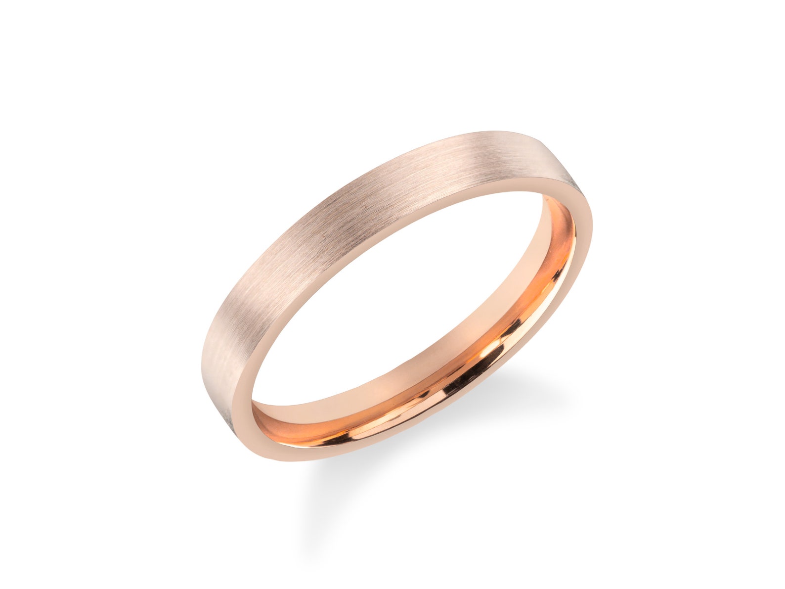 14k Matte Rose Gold Band / FLAT / BRUSHED / Comfort Fit / - Etsy