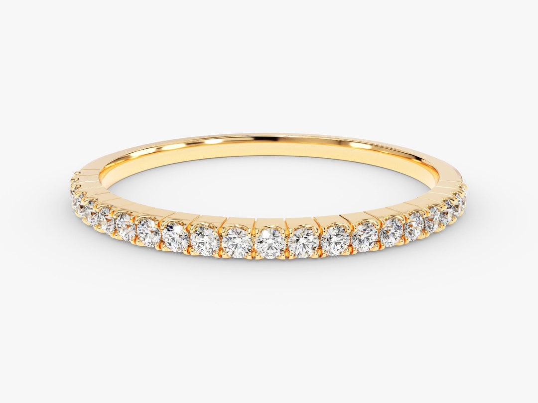 Slit Detailed Diamond Half Eternity Band / 14k Half Eternity Diamond ...