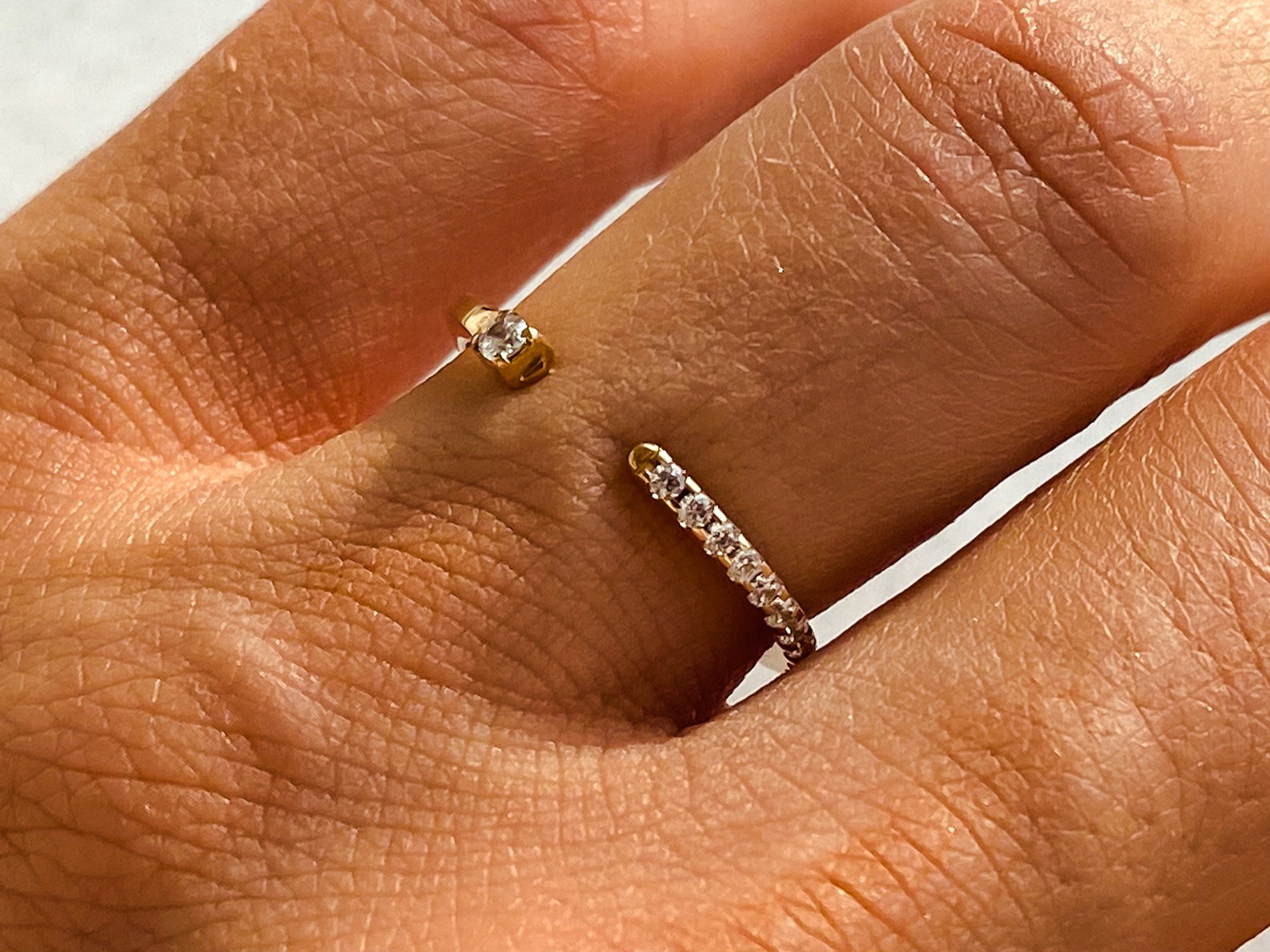 Diamond Pave Open Stackable Fashion Ring / 14k Gold Diamond - Etsy