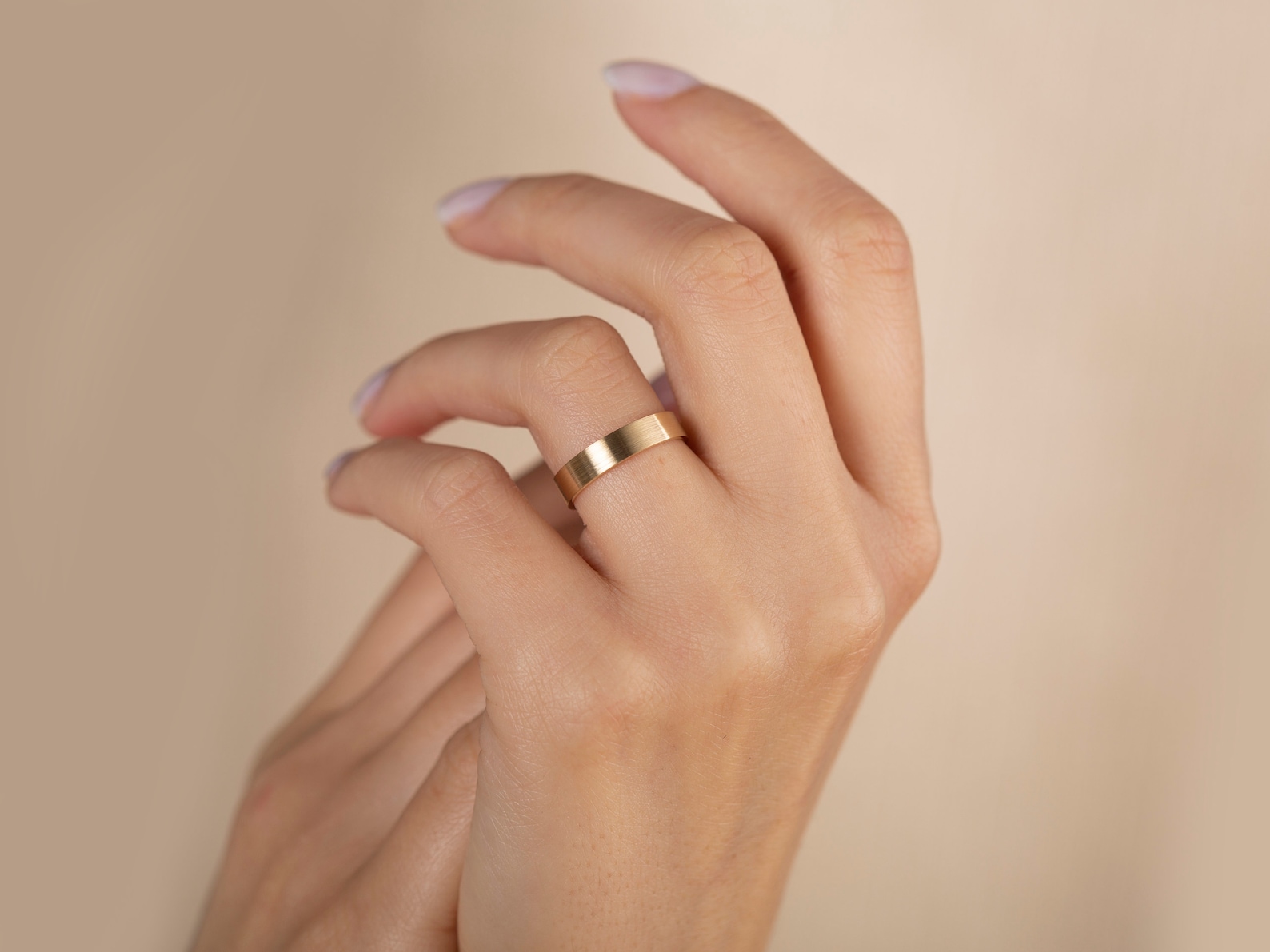 14k Matte Yellow Gold Band / FLAT / BRUSHED / Comfort Fit / Men's Women ...