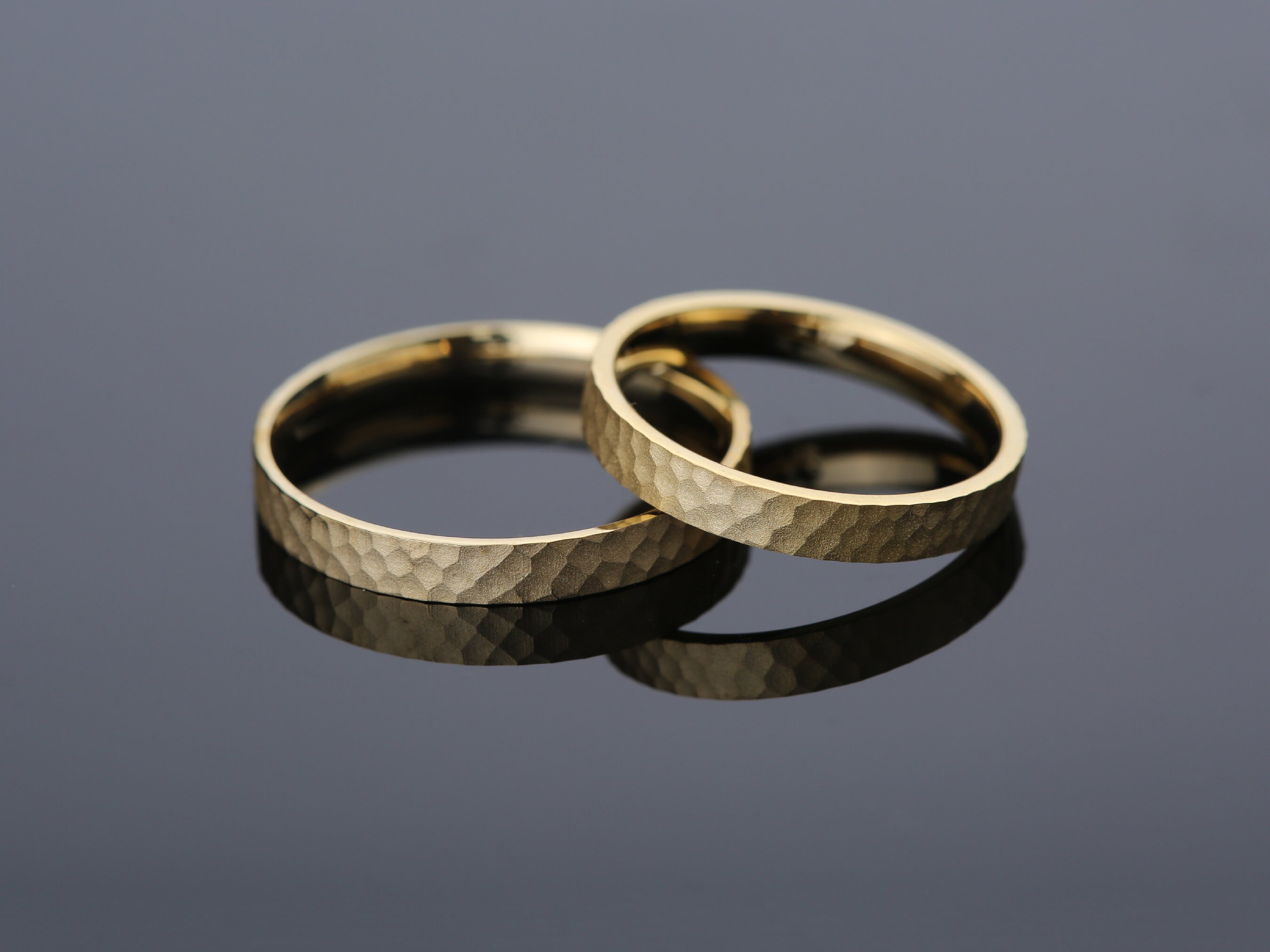 3mm Gold Band - Hammered / FLAT / COMFORT FIT / 14k 18k Wedding Band ...