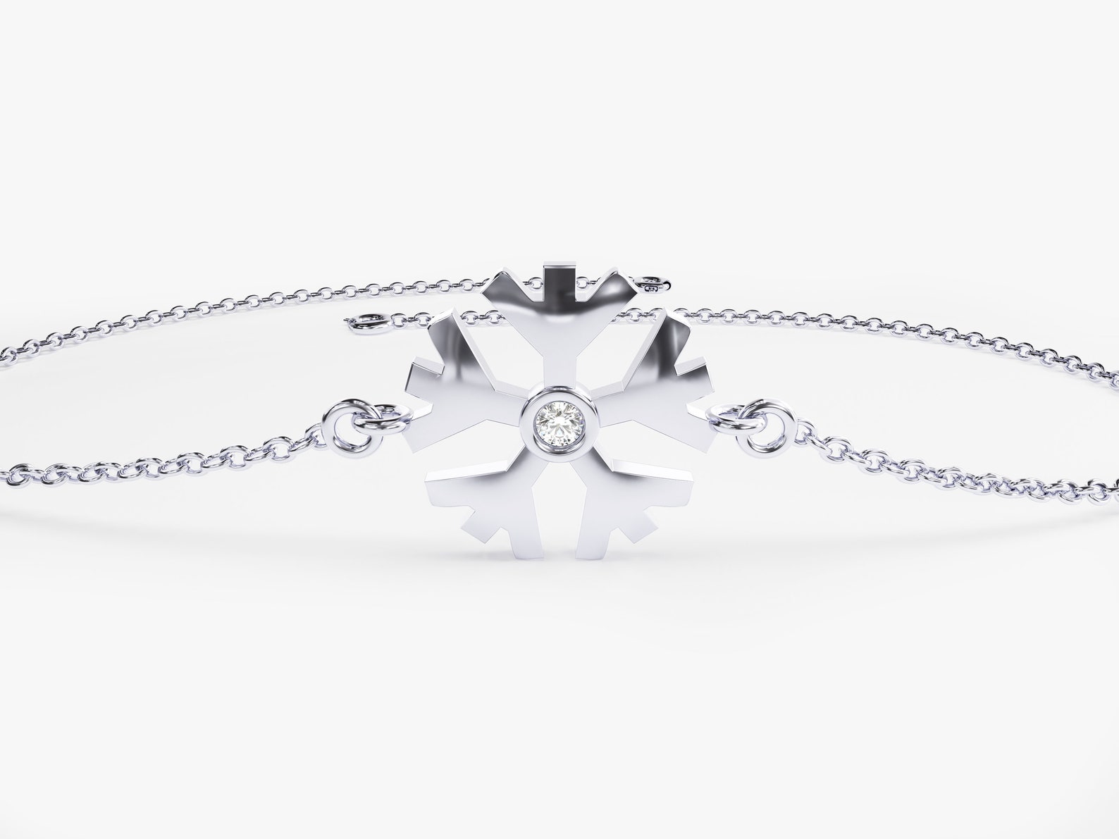 14k Gold Diamond Snowflake Bracelet, Minimalist Jewelry - Etsy