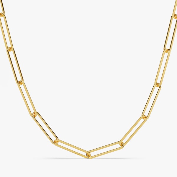 14k Gold Paperclip Necklace - Etsy