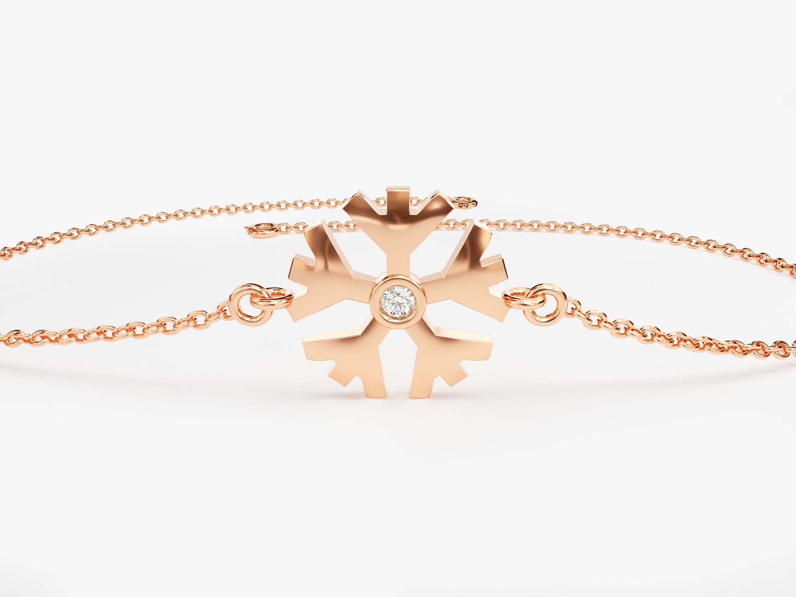 14k Gold Diamond Snowflake Bracelet, Minimalist Jewelry - Etsy