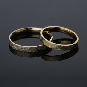 3mm Flat Gold Band - ICE MATTE FINISH / Comfort Fit / 10k 14k 18k ...