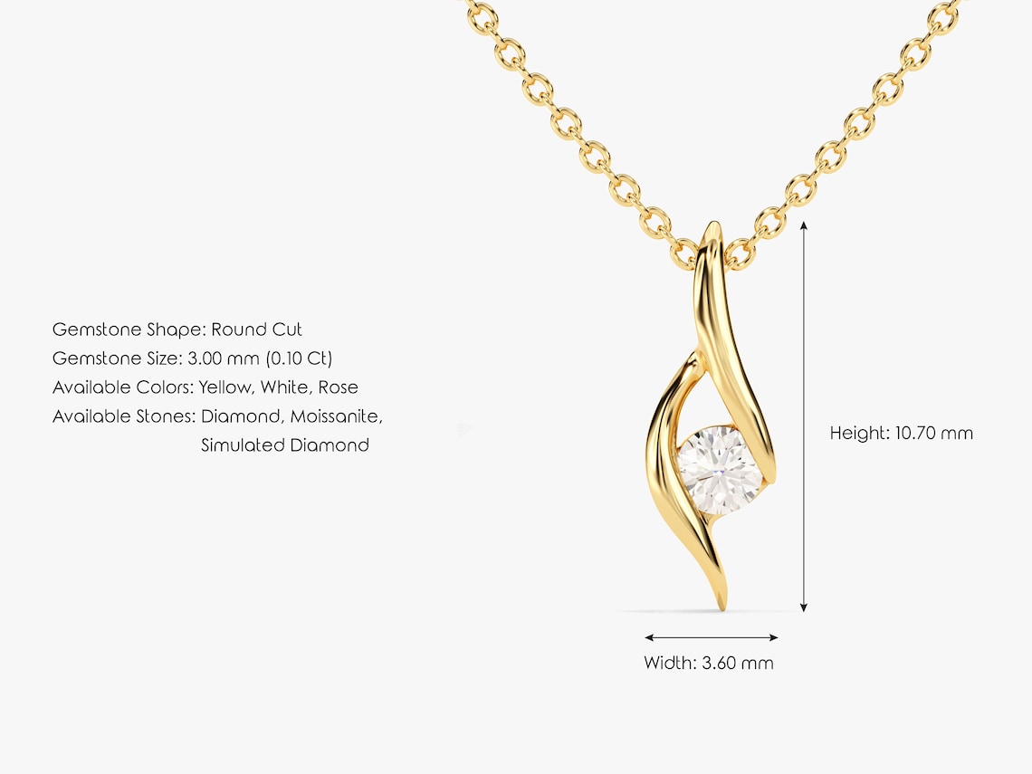 14k Solid Gold Single Stone Diamond Pendant / Solitaire - Etsy