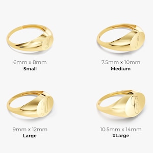 14k & 18k Solid Gold Engraved Oval Signet Ring / Gold Oval Shape Pinky Ring / Yellow, Rose ...
