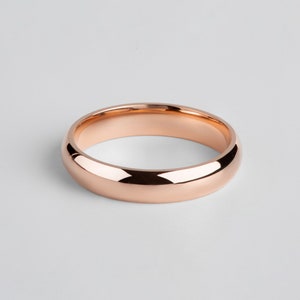 18k Rose Gold Band (4mm) / Classic Dome / Polished / Comfort Fit / Men ...