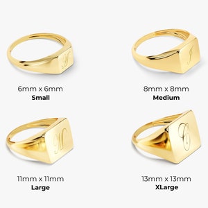 14k Solid Gold Square Signet Ring / Engraved Square Signet Ring / Gold Pinky Ring / Graduation ...