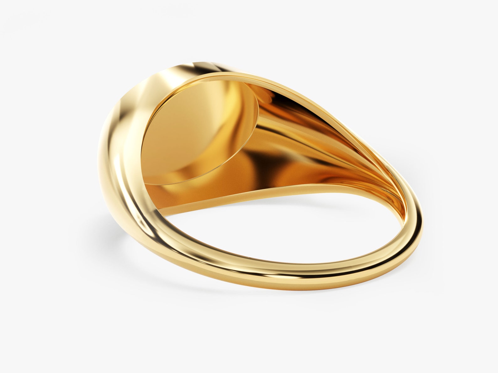 14k & 18k Solid Gold Engraved Oval Signet Ring / Gold Oval Shape Pinky Ring / Yellow, Rose ...