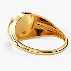 14k & 18k Solid Gold Engraved Oval Signet Ring / Gold Oval Shape Pinky Ring / Yellow, Rose ...