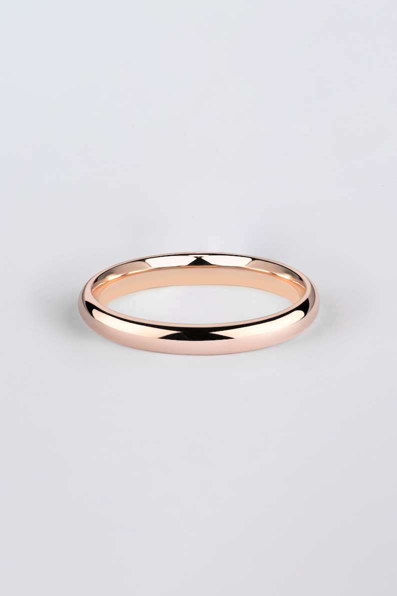 18k Rose Gold Band (3mm) / Classic Dome / Polished / Comfort Fit / Men ...