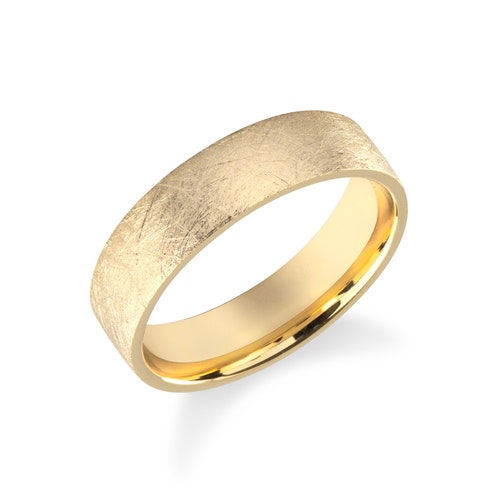 5mm Flat Gold Band ICE MATTE FINISH / Comfort Fit / 10k 14k - Etsy