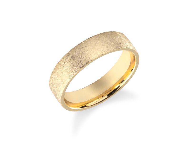 5mm Flat Gold Band ICE MATTE FINISH / Comfort Fit / 10k 14k - Etsy