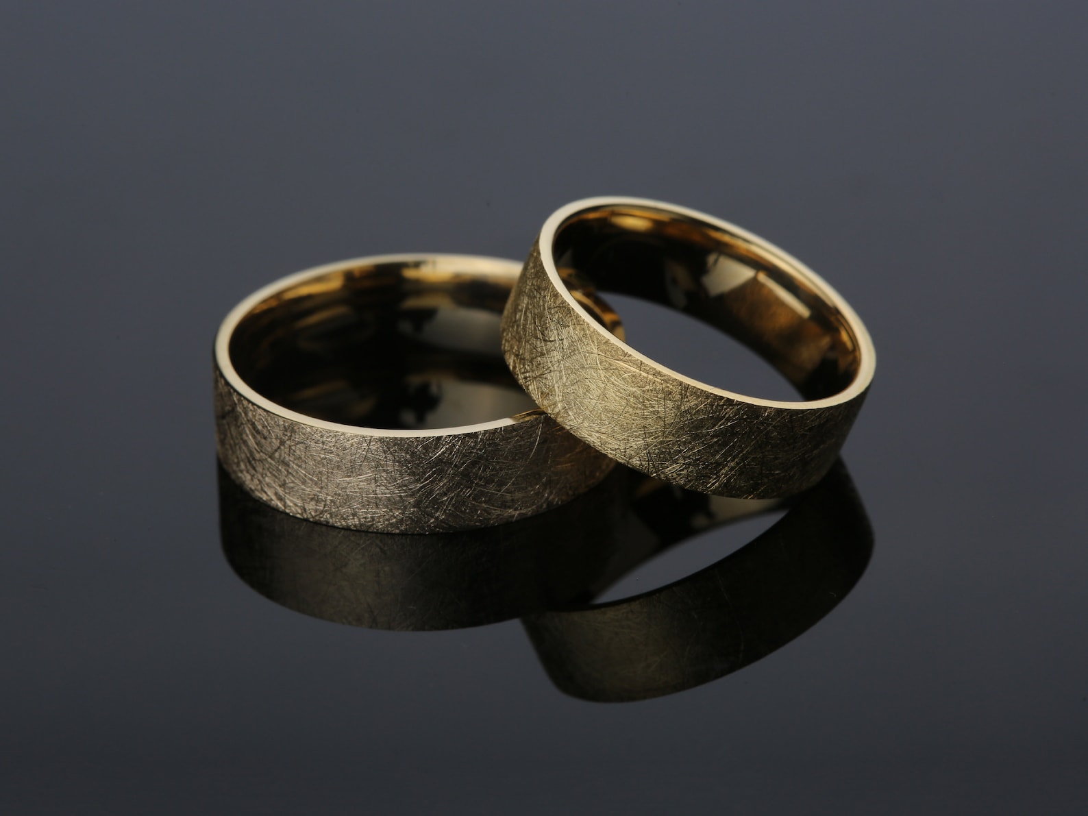 14k Flat Yellow Gold Band - Ice Matte Finish / Comfort Fit / Men's ...