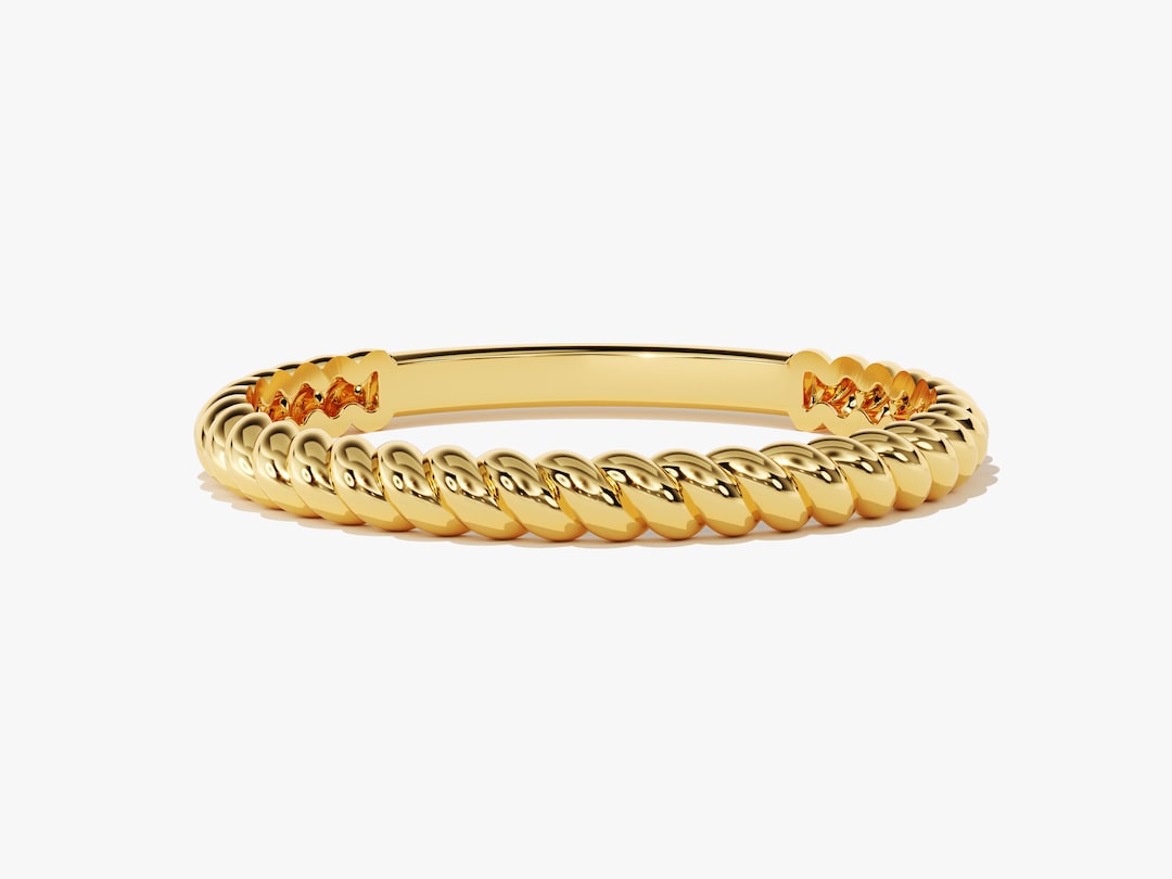 14k Gold Twist Rope Ring / Gold Braided Band Ring for Women / Twisted ...