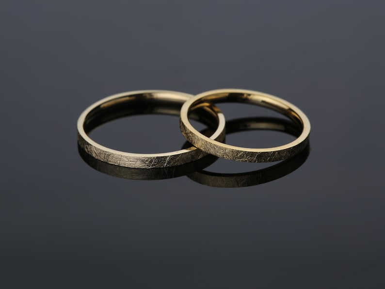 2mm Flat Gold Band ICE MATTE FINISH/ 10k 14k 18k Wedding - Etsy