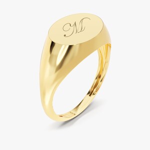 14k & 18k Solid Gold Engraved Oval Signet Ring / Gold Oval - Etsy