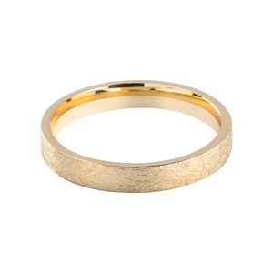 3mm Flat Gold Band - ICE MATTE FINISH / Comfort Fit / 10k 14k 18k ...