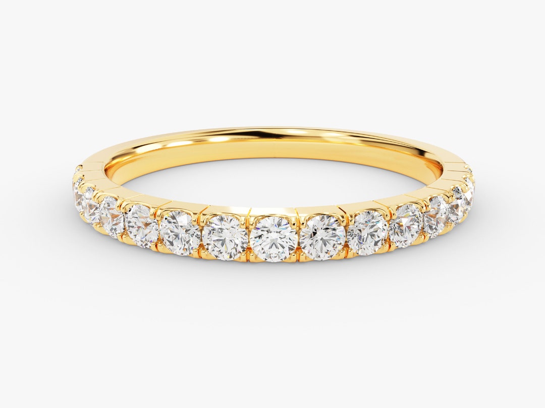 Slit Detailed Diamond Half Eternity Band (2.3mm) / 14k Half Eternity ...
