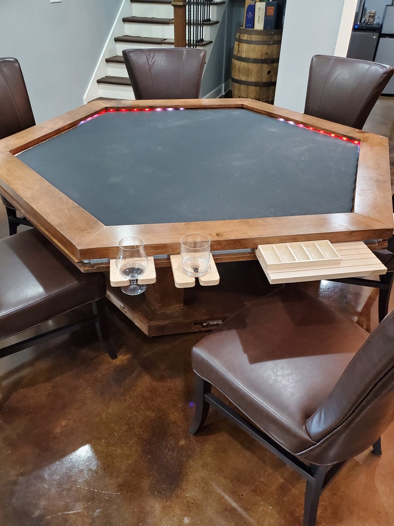 Custom LED Lit Poker Table: Modern 6-sided Design - Etsy