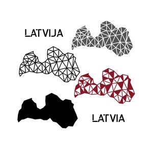 Latvia Geometric Map, Latvian Map, Instant Digital Download JPG, PNG ...