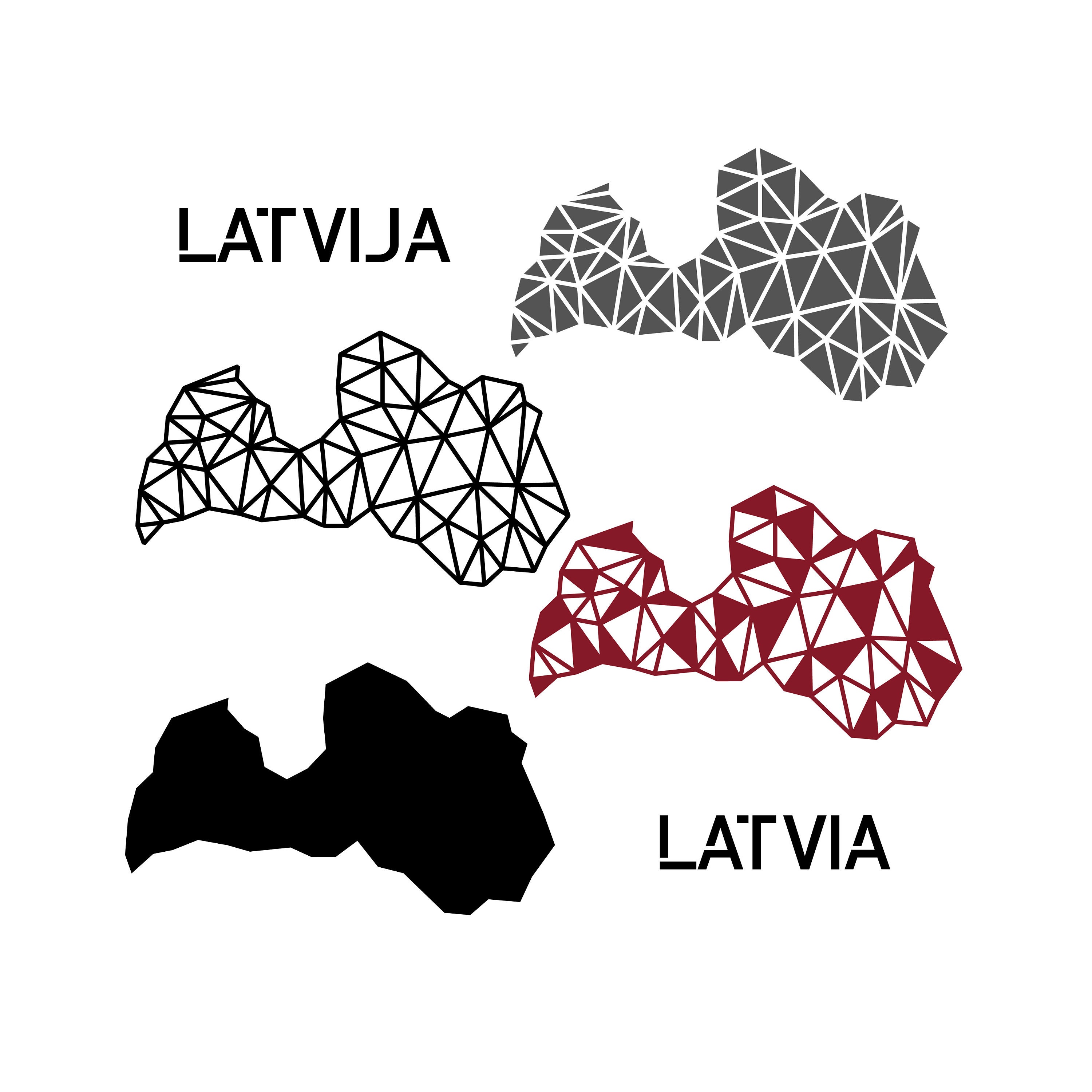Latvia Geometric Map, Latvian Map, Instant Digital Download JPG, PNG ...
