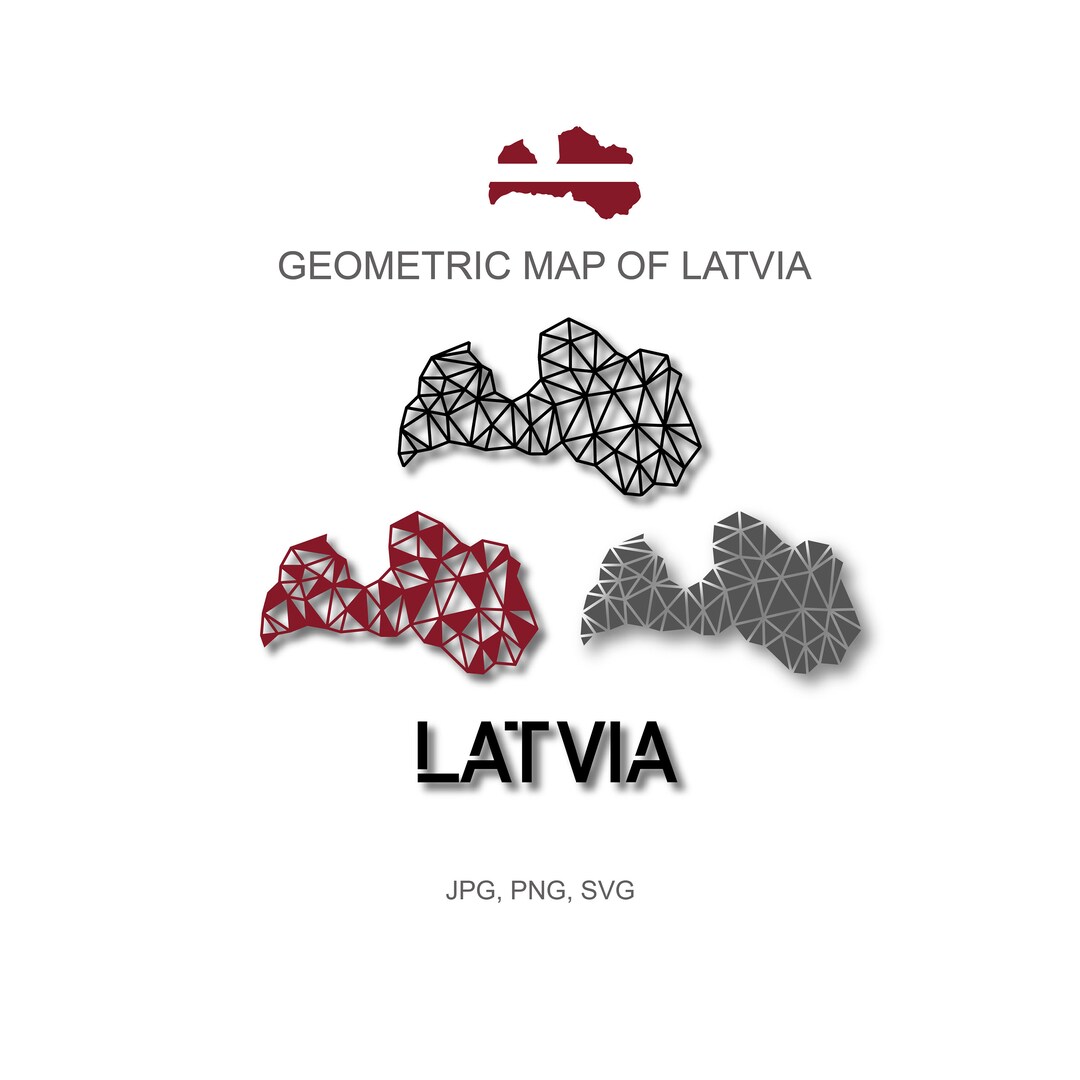 Latvia Geometric Map, Latvian Map, Instant Digital Download JPG, PNG ...