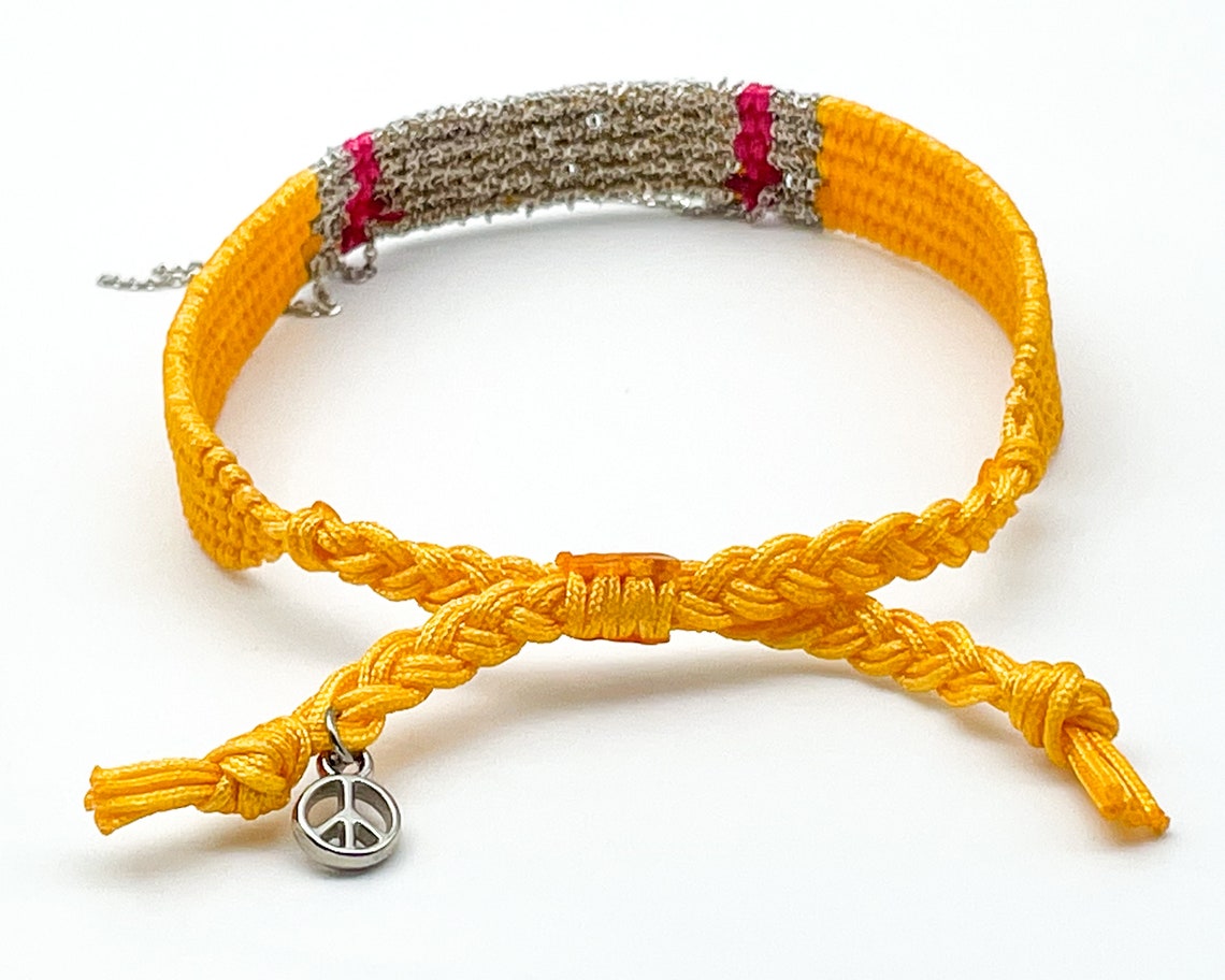 Sunshine Yellow Handwoven Bracelet Unique Design Adjustable - Etsy