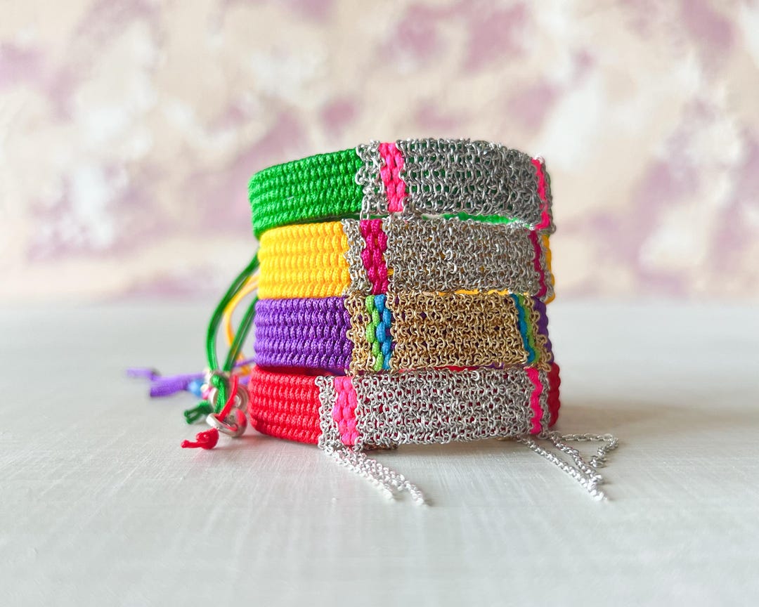 Bright Colours Woven Bracelet Stack, Custom Fit Wristwear for Women ...