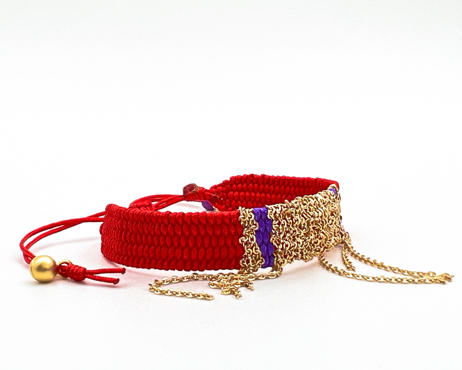 Spanish Red Woven Bracelet for Women, Adjustable Stacking Bracelet ...