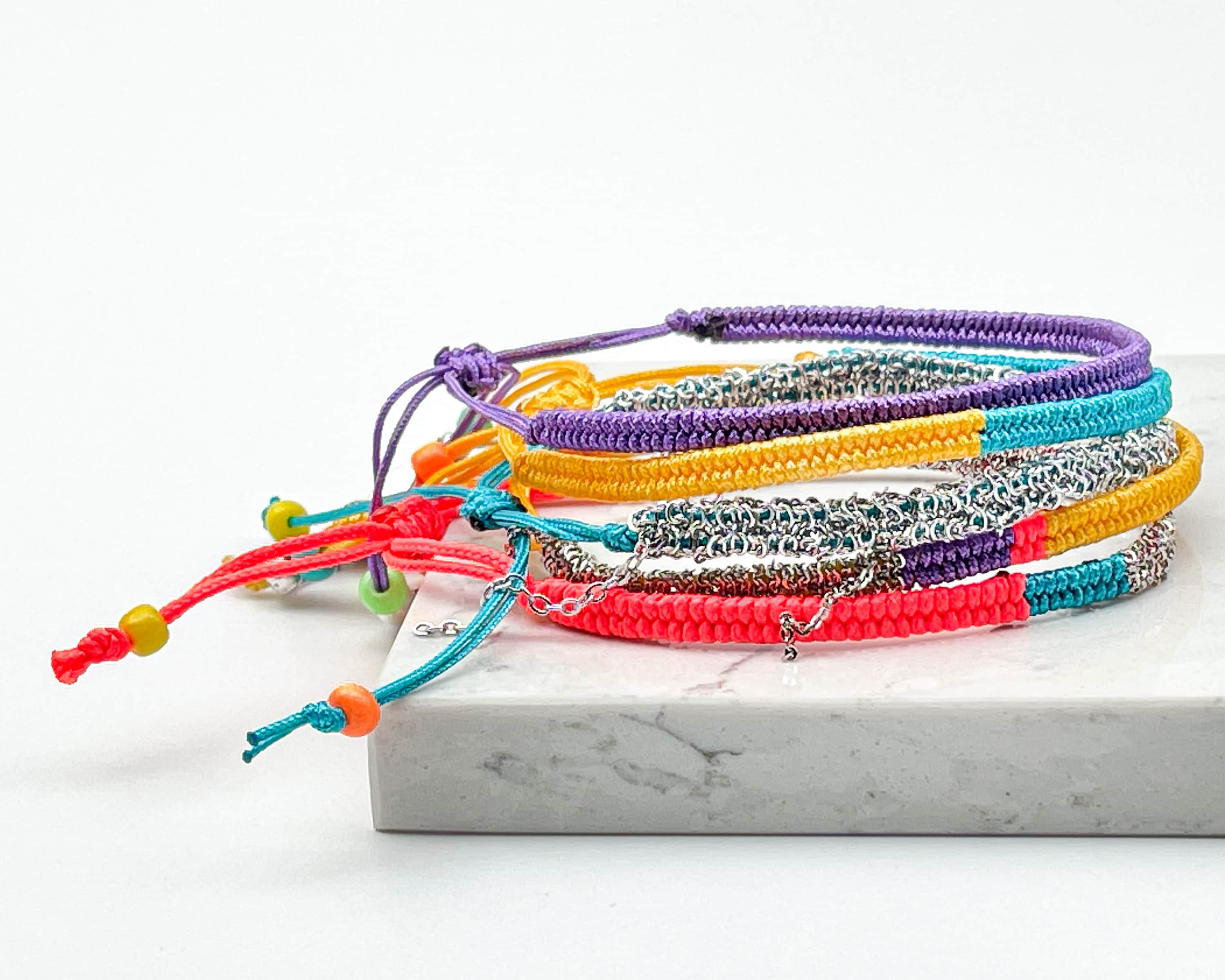 Vibrant Colours Surfer Bracelet Set Waterproof Beach | Etsy