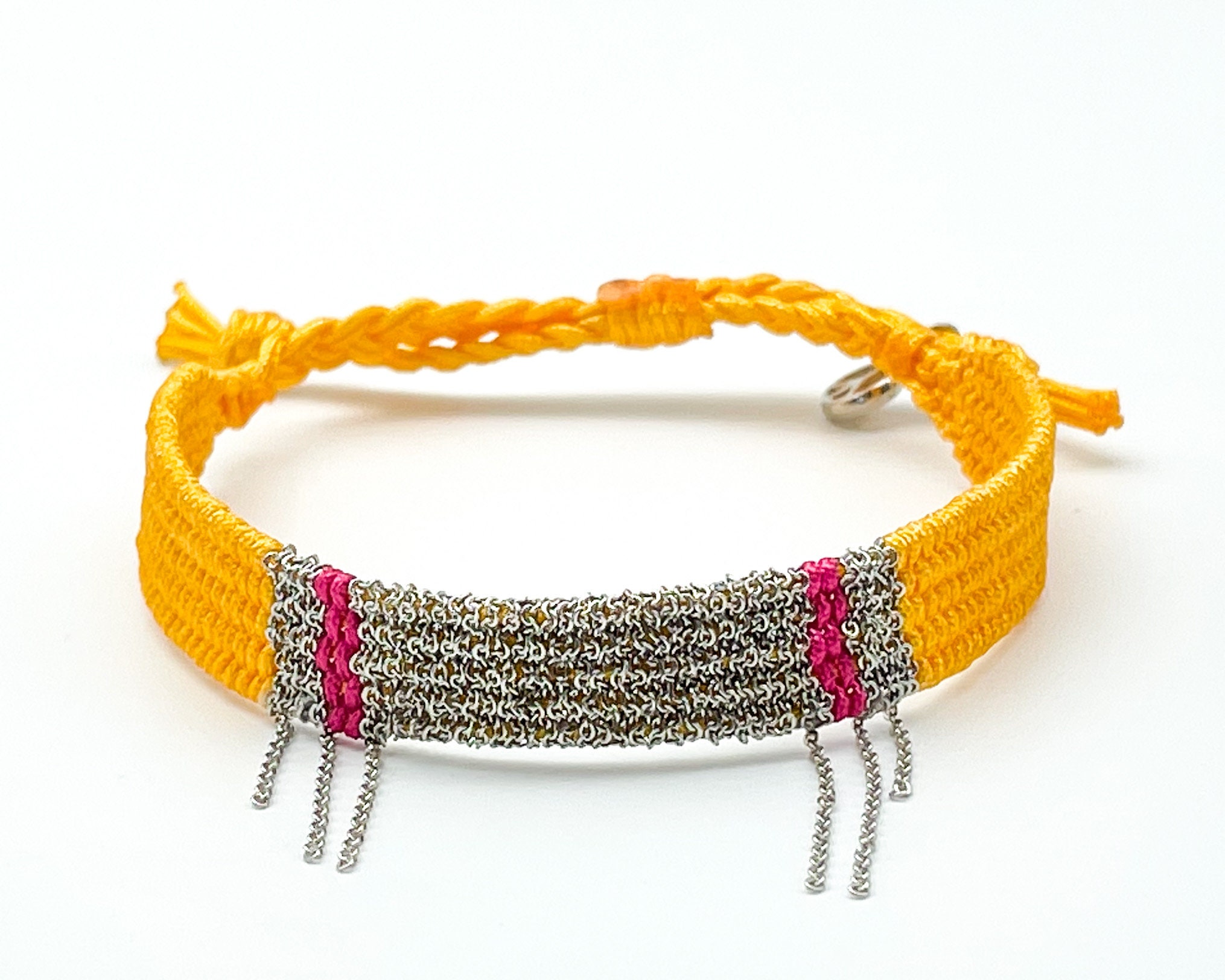 Sunshine Yellow Handwoven Bracelet Unique Design Adjustable - Etsy