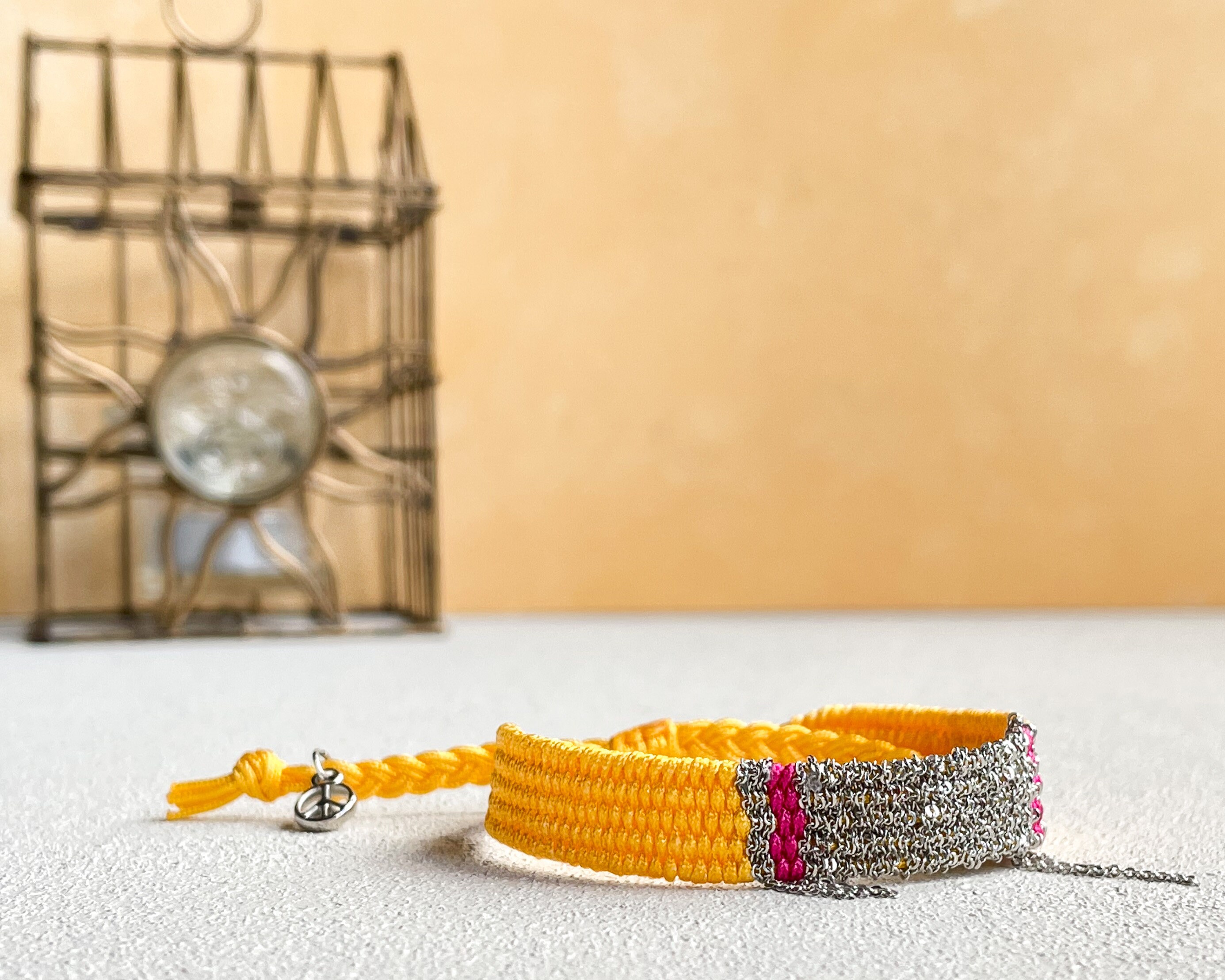 Sunshine Yellow Handwoven Bracelet Unique Design Adjustable - Etsy