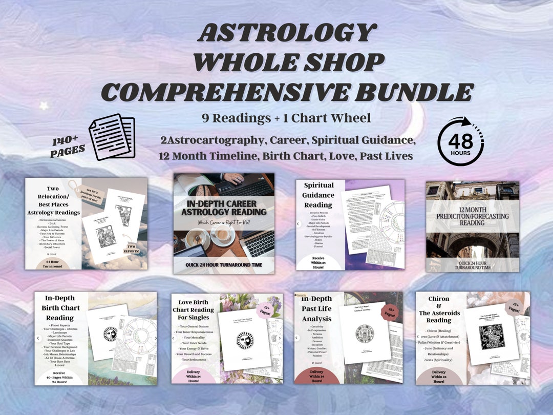 Astrology Reading Comprehensive Bundle: Birth Chart, Past Lives ...