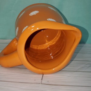 Terramotto Ceramic 40 Oz Dark Orange Fall Pitcher With White Pumpkin ...