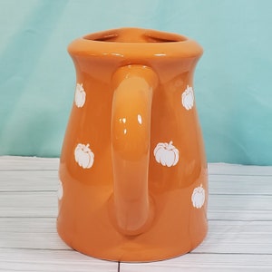 Terramotto Ceramic 40 Oz Dark Orange Fall Pitcher With White Pumpkin ...
