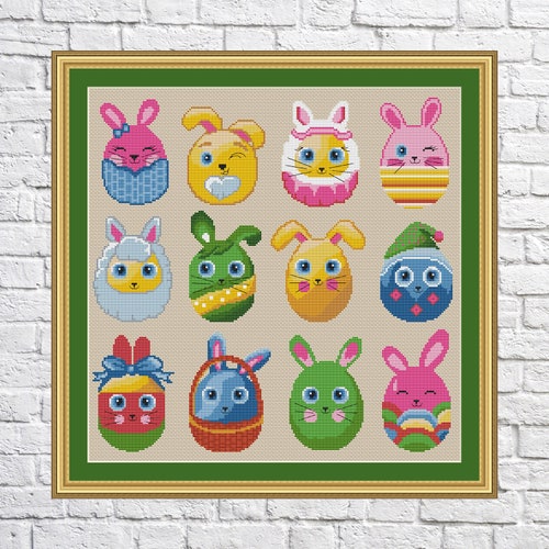 Easter Egg Bunny Cross Stitch Pattern PDF Instant Digital - Etsy