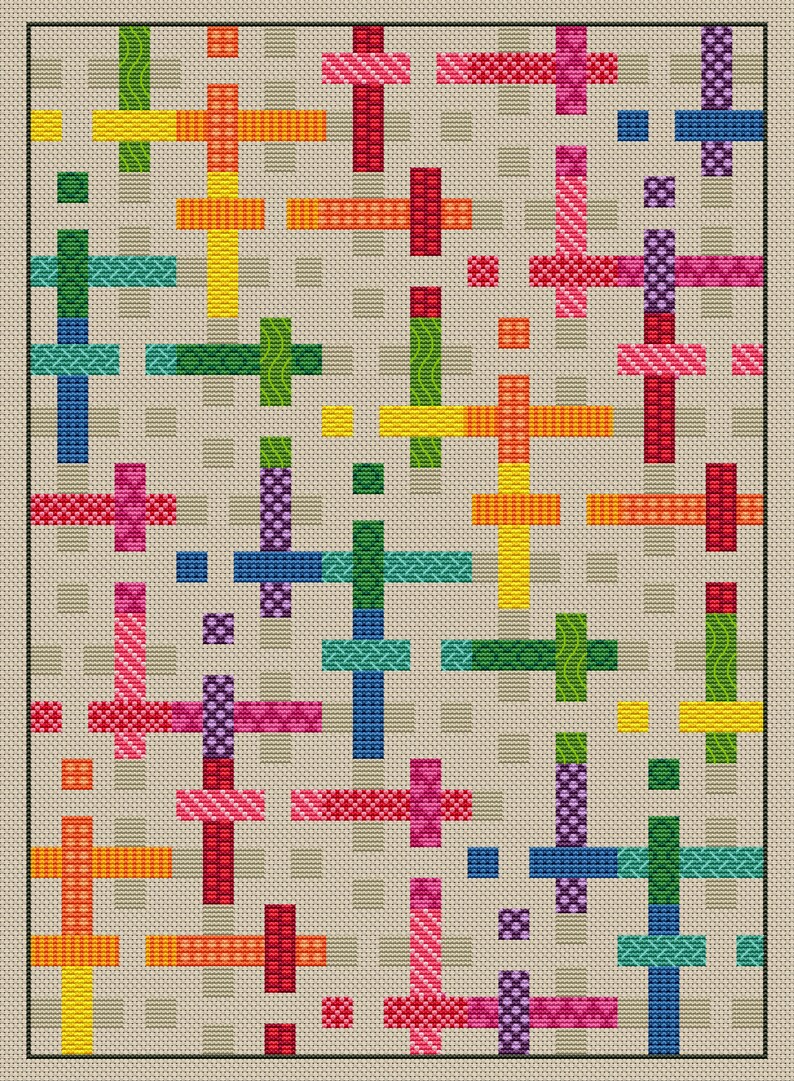 Crossed Colors Cross Stitch Pattern Geometric Design Modern - Etsy
