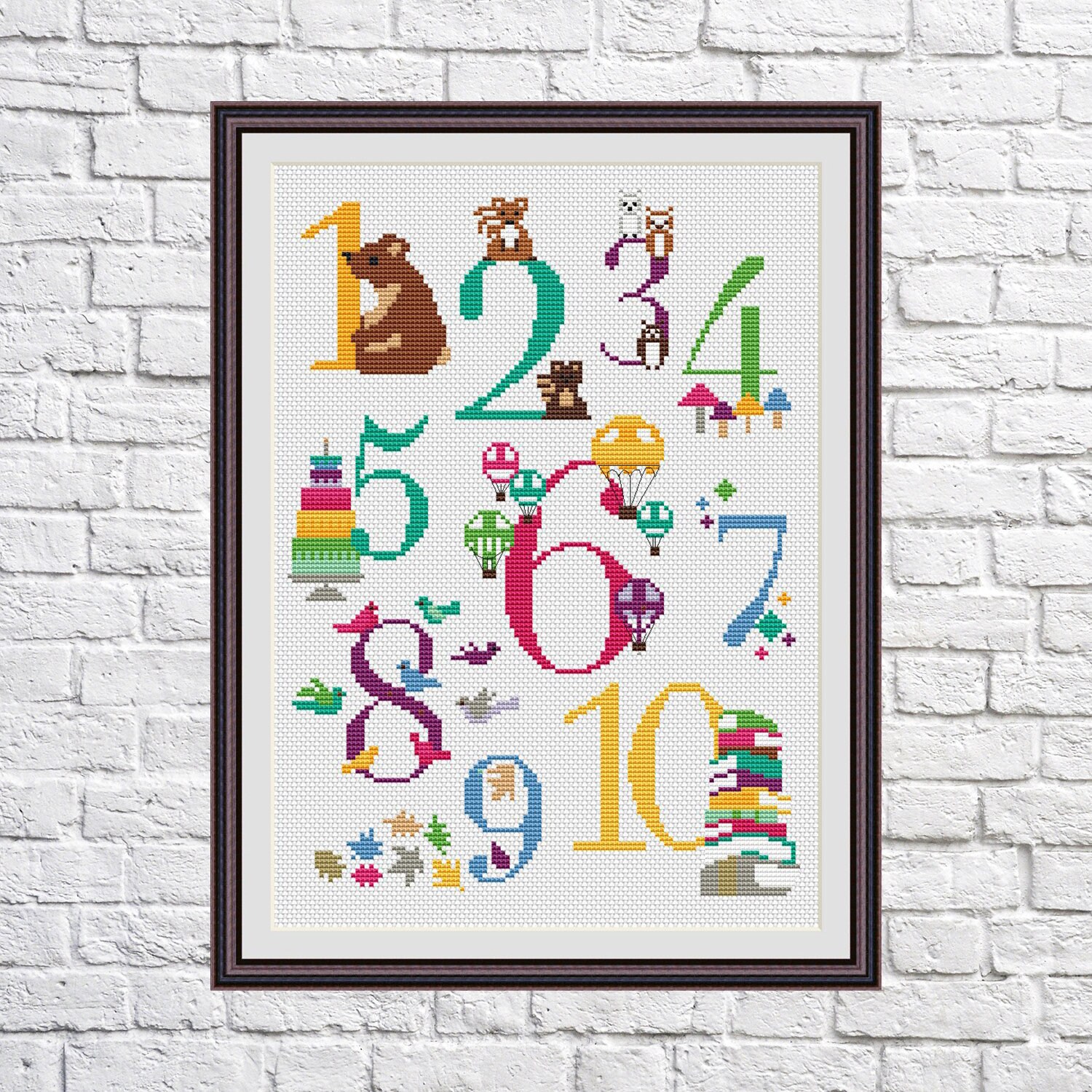 Numbers Cross stitch pattern Kids Baby school modern cross - Etsy España