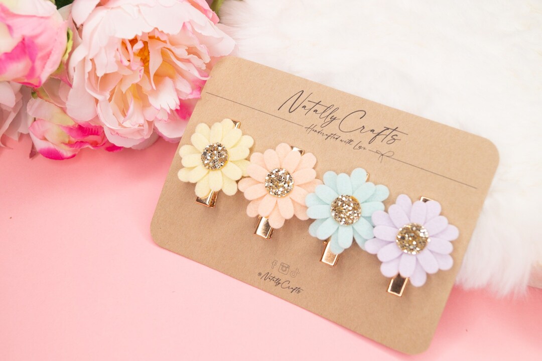 Little Daisy Hair Clips, Pastel Hair Clip Set, Dainty Hair Clips for ...