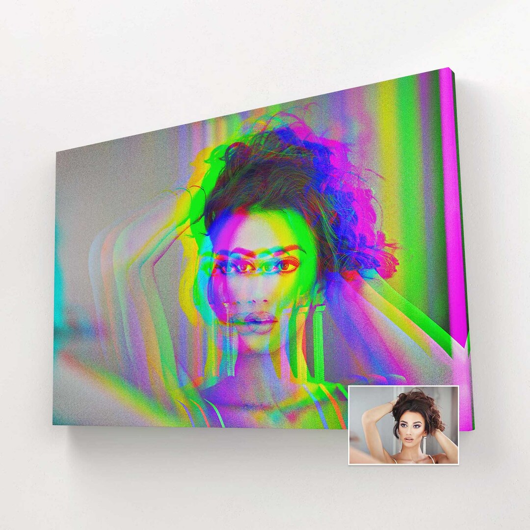 Personalised Photo Anaglyph 3D Canvas Art Print, Gift for Her Home ...