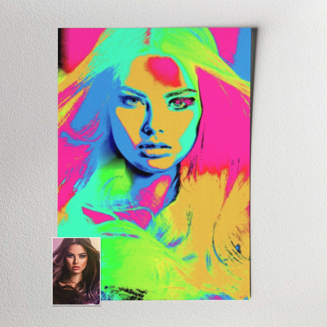 Personalised Pop Colourful Photo Art Print, Valentines Gifts Couple ...