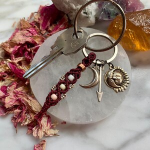 Unique Macrame Beaded Keychain, Handmade Boho Keyring, Woven ...