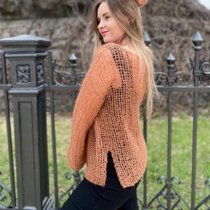 Beige Wool Side Slits Sweater Spring Sweater Boho Brown - Etsy
