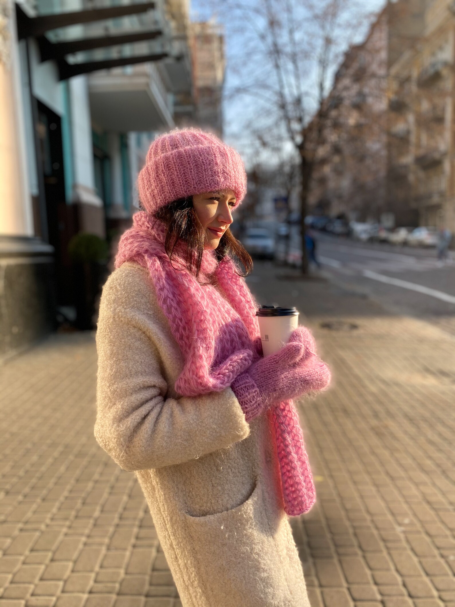 Pink Hat Scarf Set Pink Mohair Hat Fluffy Hat Luxury Scarf - Etsy