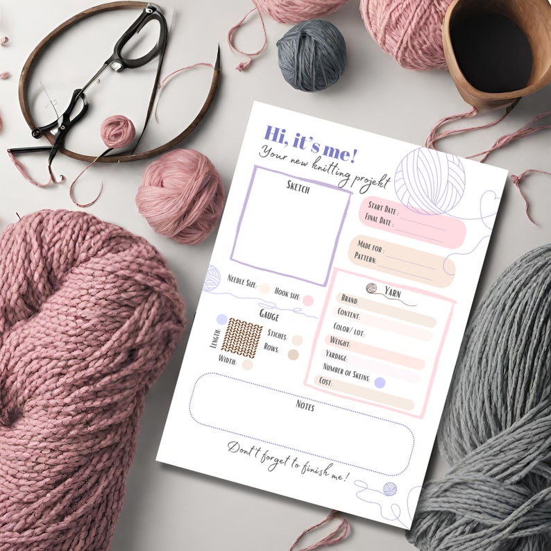 Knitting Planner, Printable Knitting Planner, One Page Planner, Yarn ...